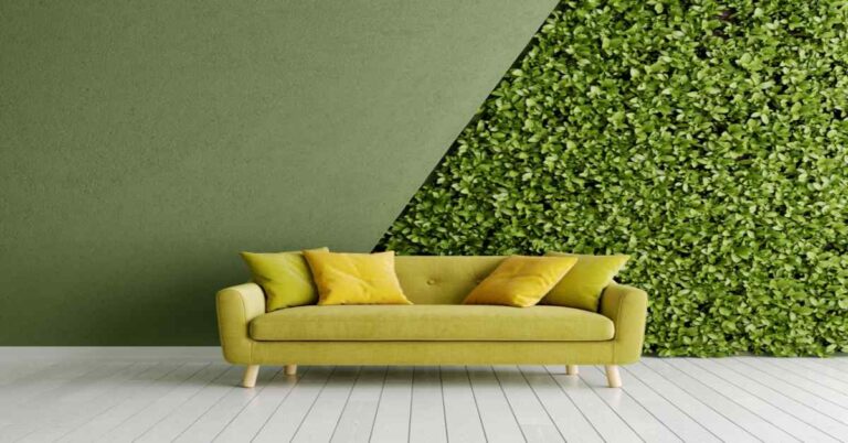 Living Room Grass Wall Designs with NoBroker Painting Services