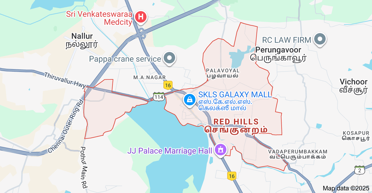 Red Hills, Chennai - Map, Pin Code, & Property Rates 2025